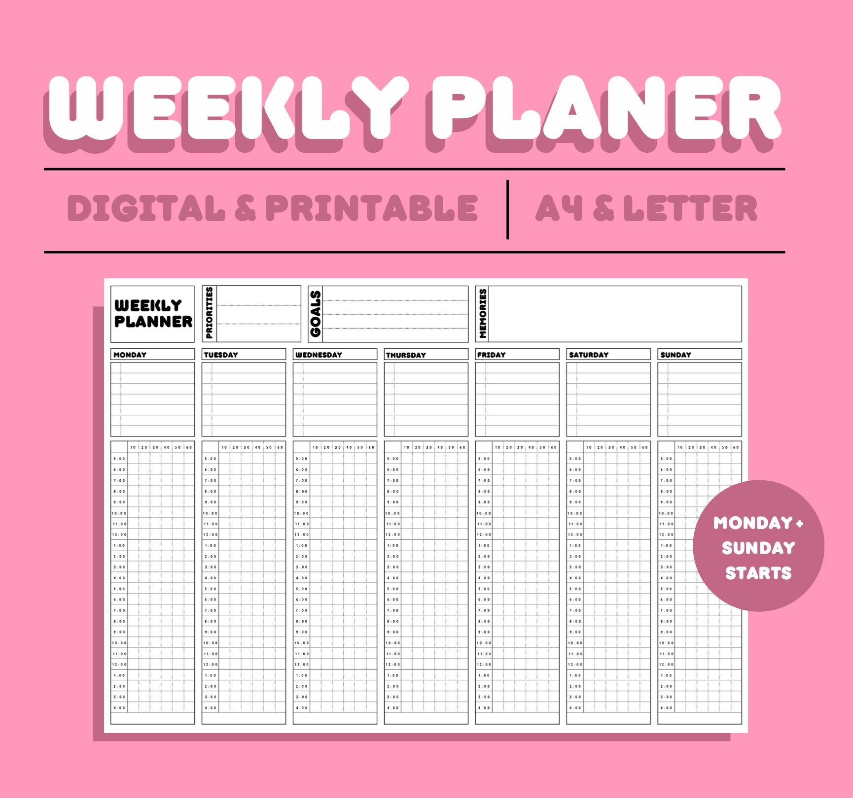10 minute weekly planner - Payhip