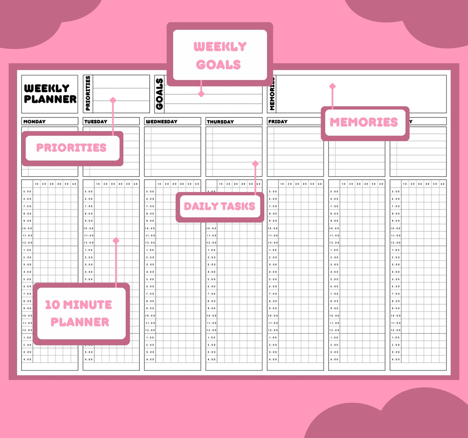 10-minute Weekly Planner - Payhip