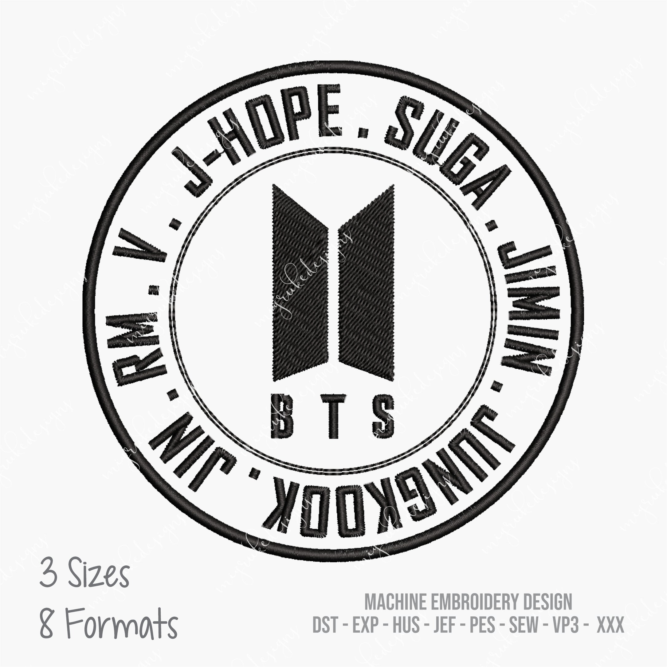 BTS LOGO Names Army Machine Embroidery Design, K-Pop, Embroidery Files ...