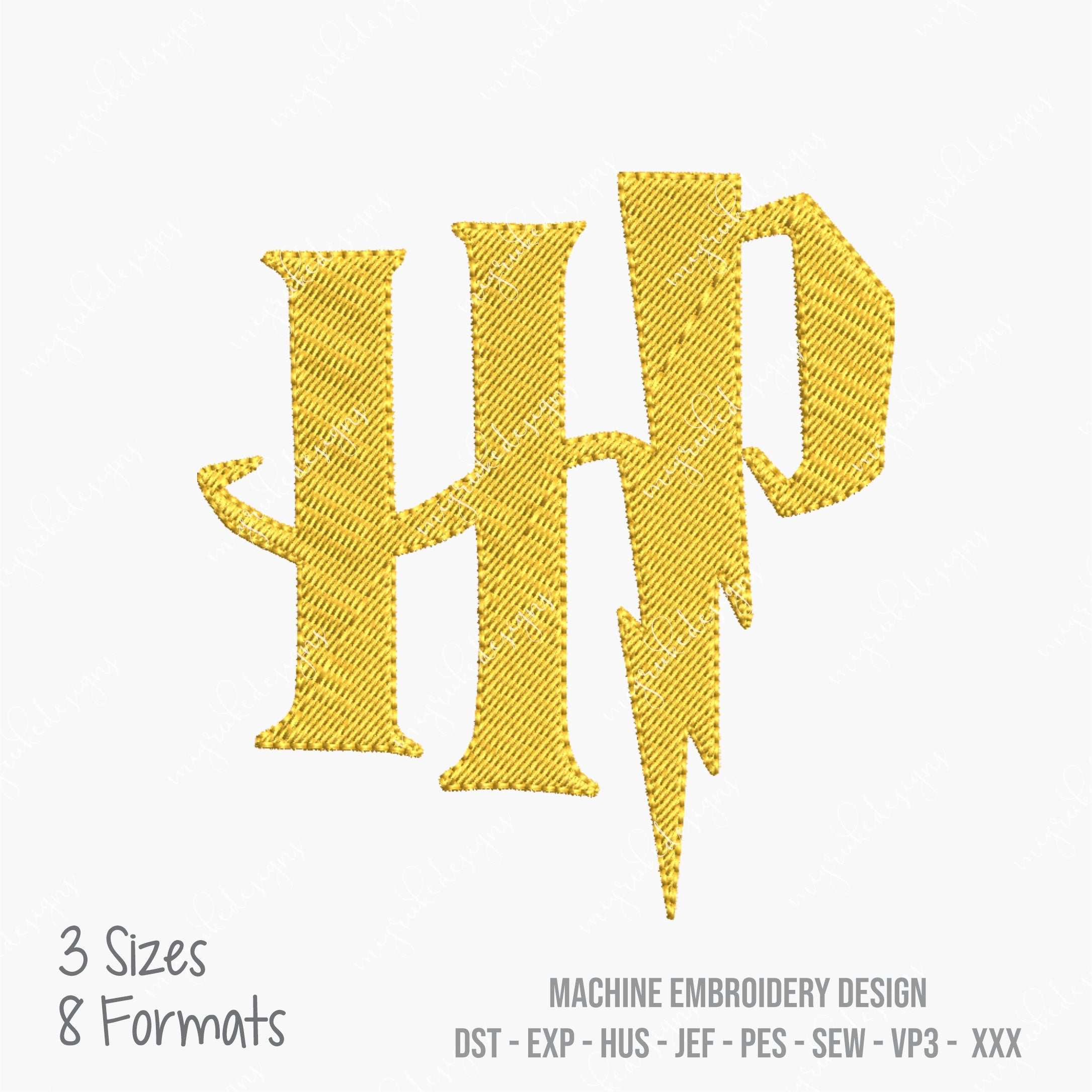 Magic HP Wizard Machine Embroidery Design, Embroidery File, 3 sizes, 8 ...