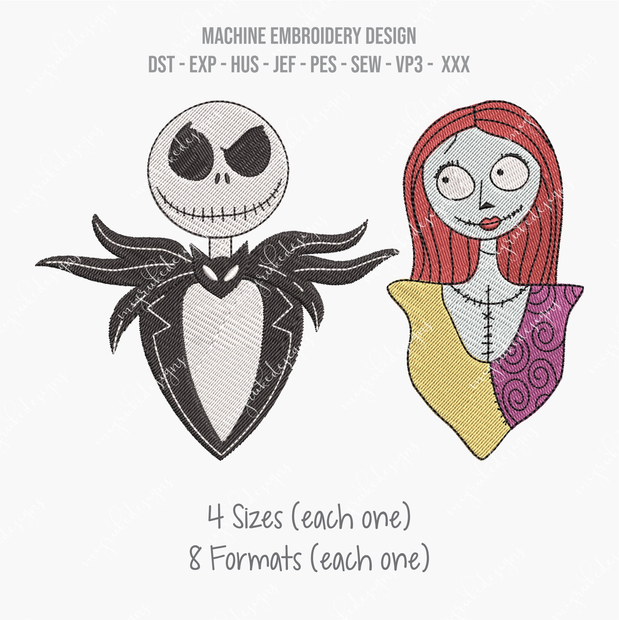Jack / Sally Machine Embroidery Design, Embroidery Files, 2 Models, 4 ...