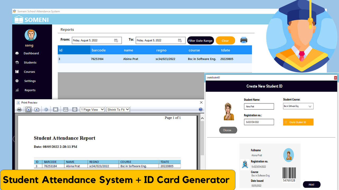 Barcode Student Attendance System ID Card Generator - Payhip