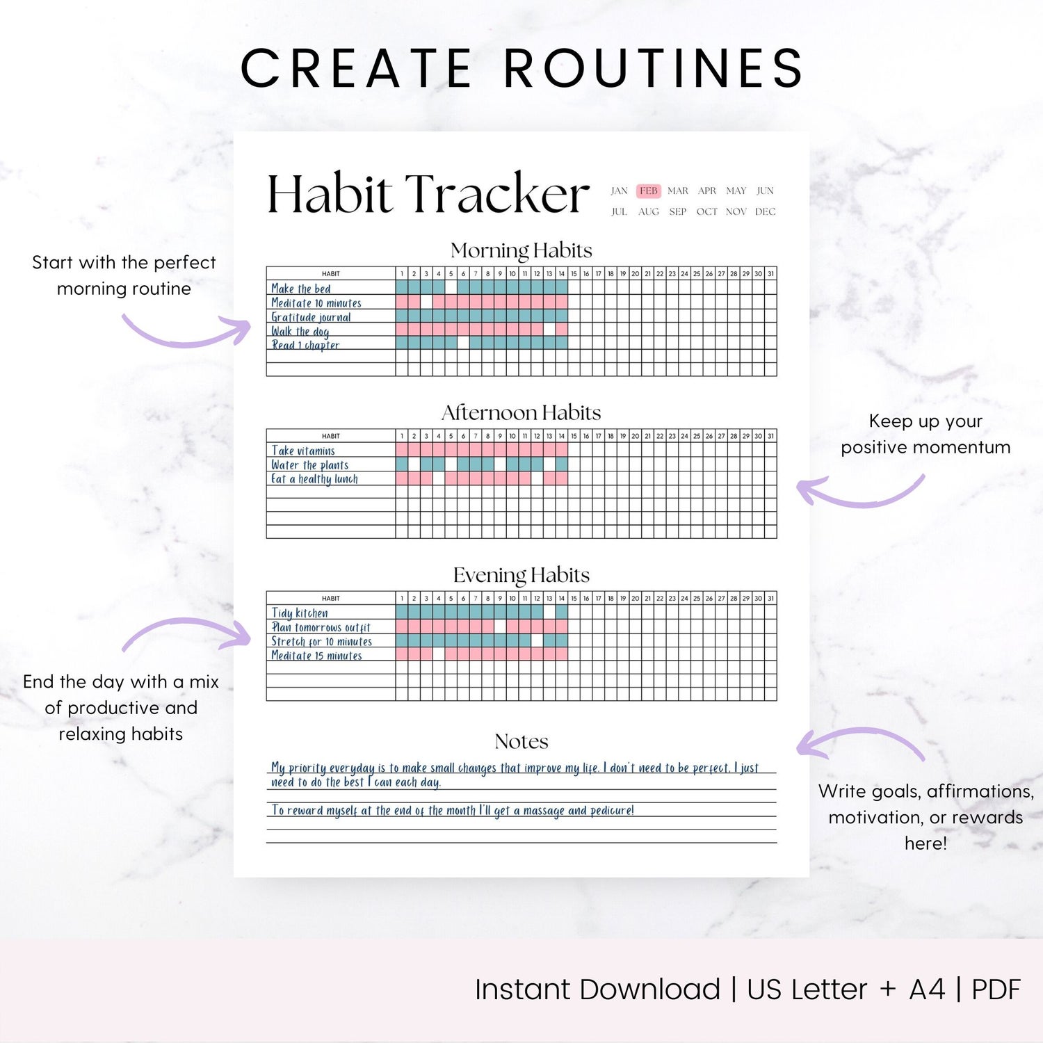 Monthly Habit Tracker & Routine Builder - Payhip