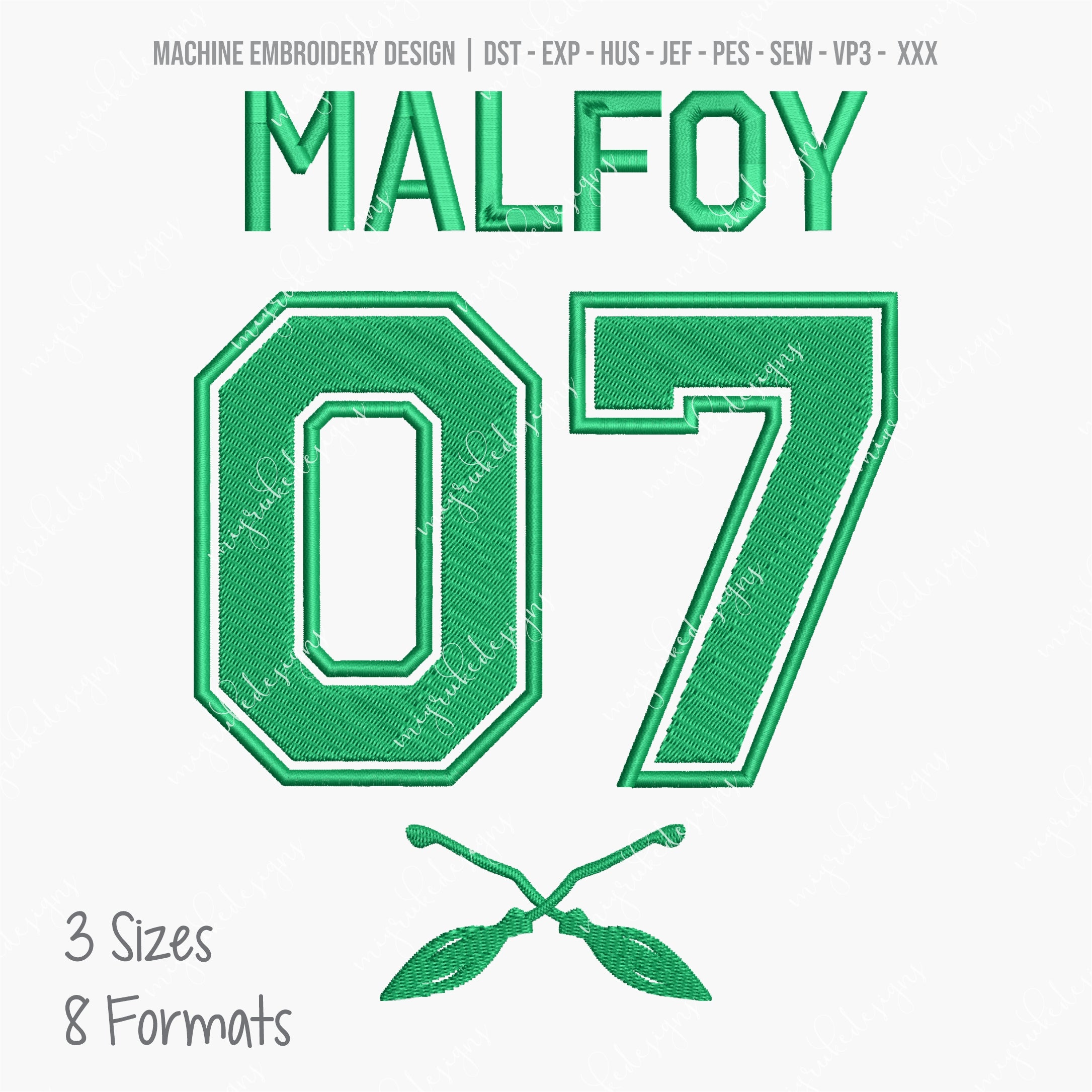 Malfoy Quidditch Number Machine Embroidery Design, Harry Potter ...