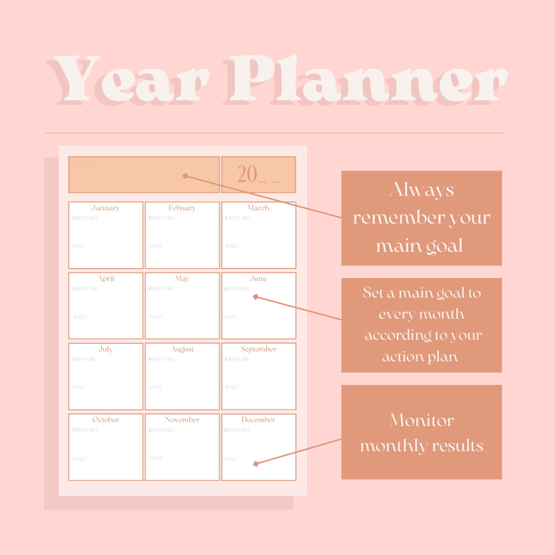 Goal Planner | Goal Setting | Action Planner | Year Planner | Monthly ...