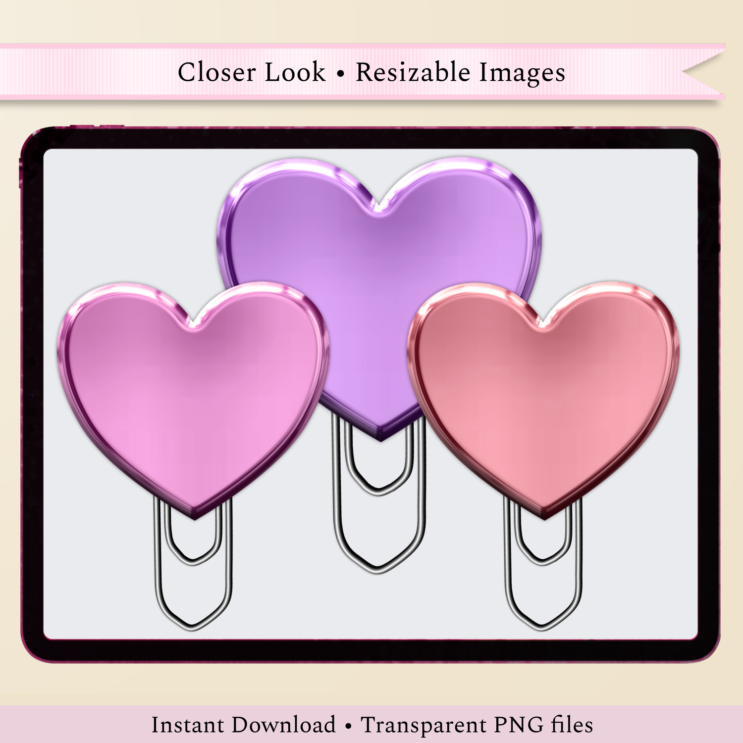 Metallic Hearts Paper Clips - Payhip