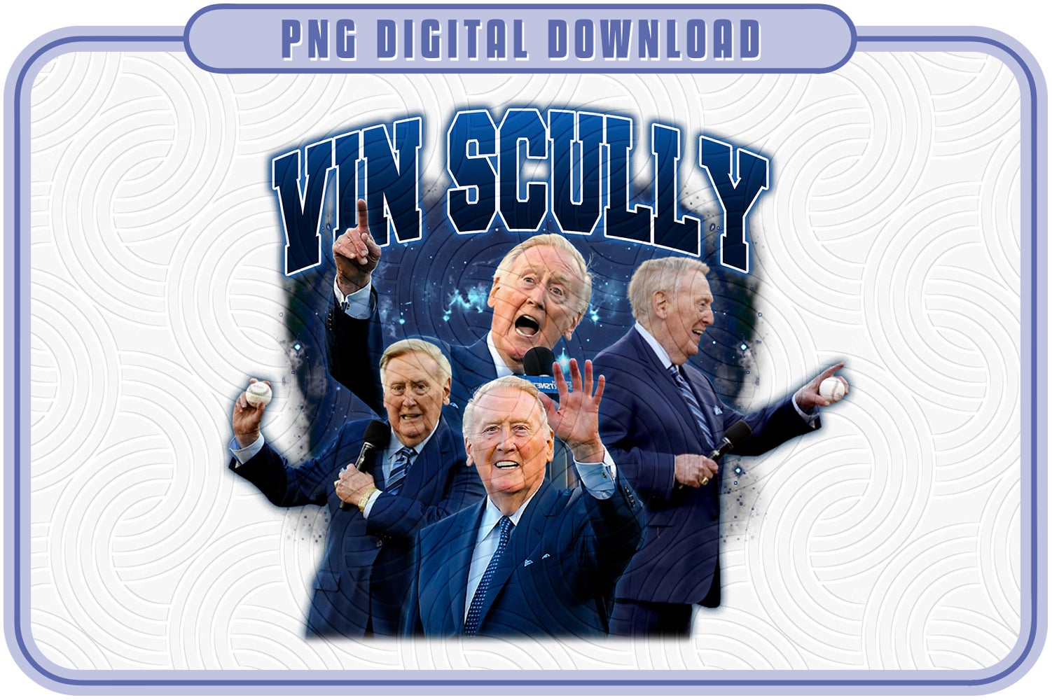Vin Scully Vintage 90's Design, Digital File download, designs for ...