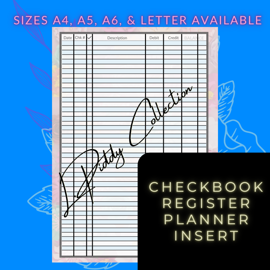 Checkbook Register Planner Insert - Digital Download in sizes A4, A5 ...