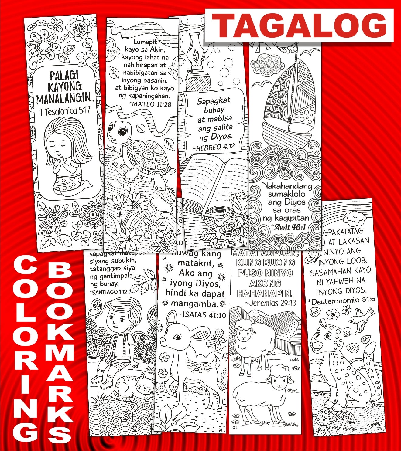 8 Tagalog Bible Coloring Bookmarks - Payhip