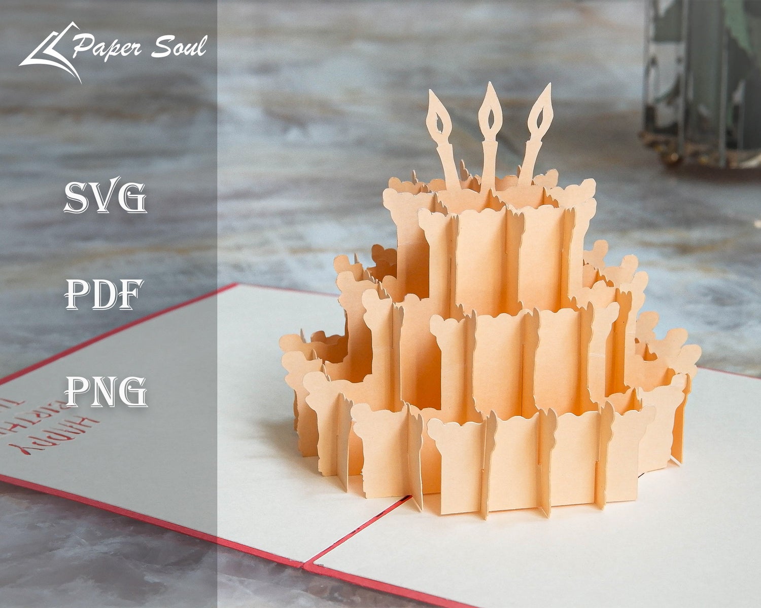 Birthday cake pop-up card template | Paper Soul Craft - Payhip