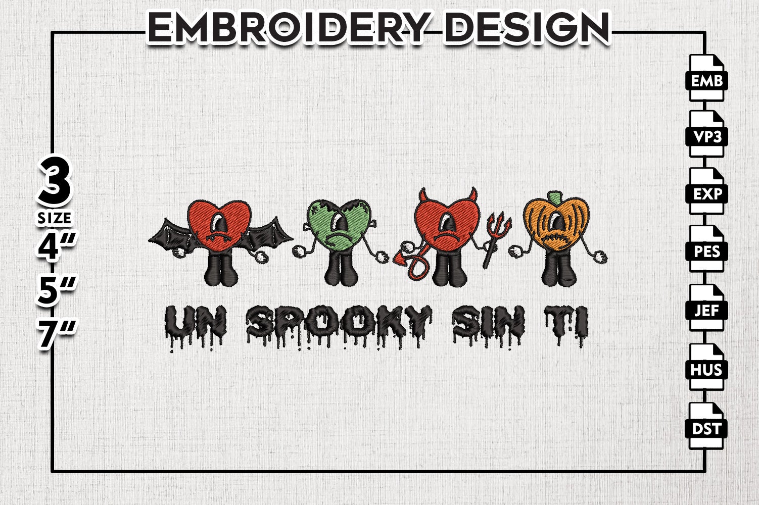 Un Spooky Sin Ti Embroidery Design, Spooky Bad Bunny Embroidery, Un ...