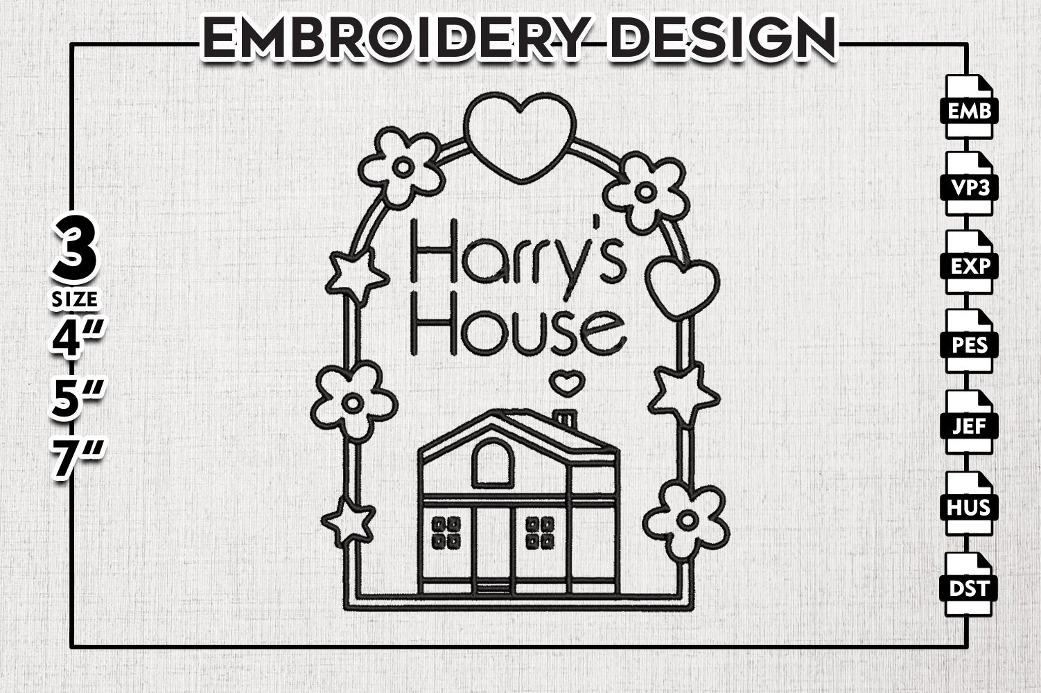 Harry House Machine Embroidery Design, Harry Styles Digital File ...