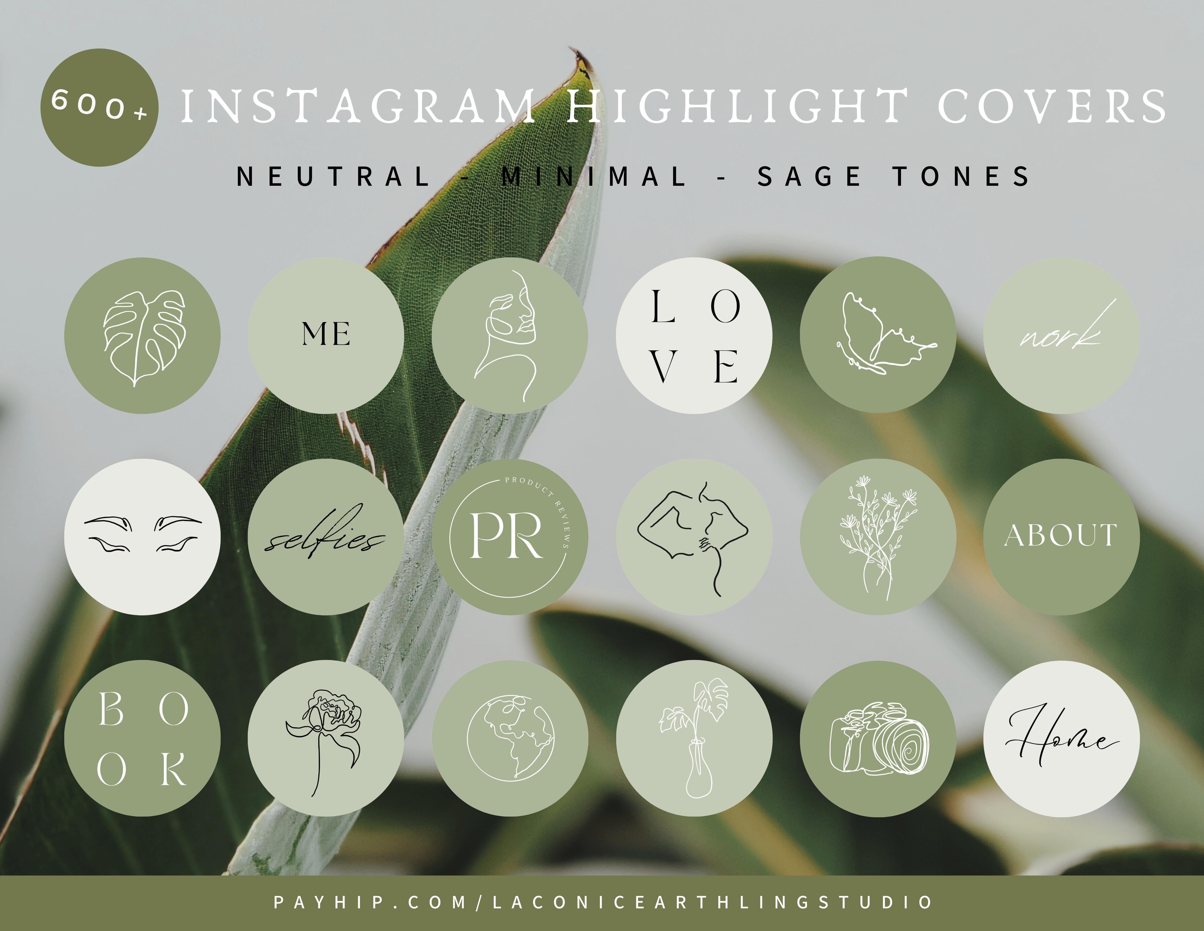 600 Sage Instagram Highlight Covers | Neutral Story Instagram Highlights | Esthetician IG ...