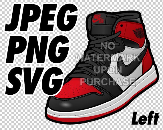Air Jordan 1 Red Toe JPEG PNG SVG right & left shoe bundle - Payhip