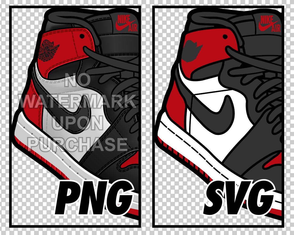 Air Jordan 1 Red Toe JPEG PNG SVG right & left shoe bundle - Payhip