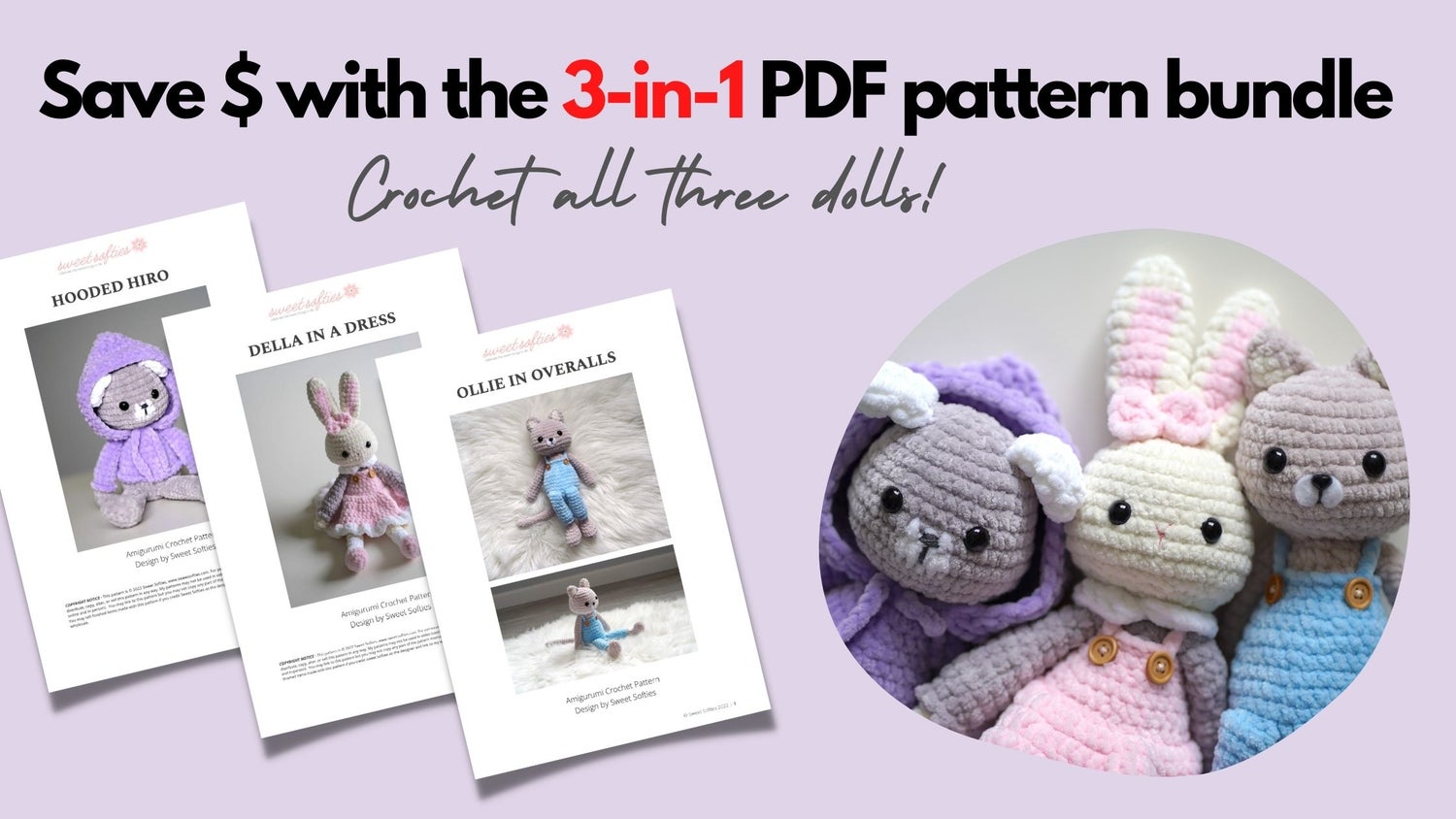 3-in-1 Snuggle Stuffies Pattern Bundle - Payhip