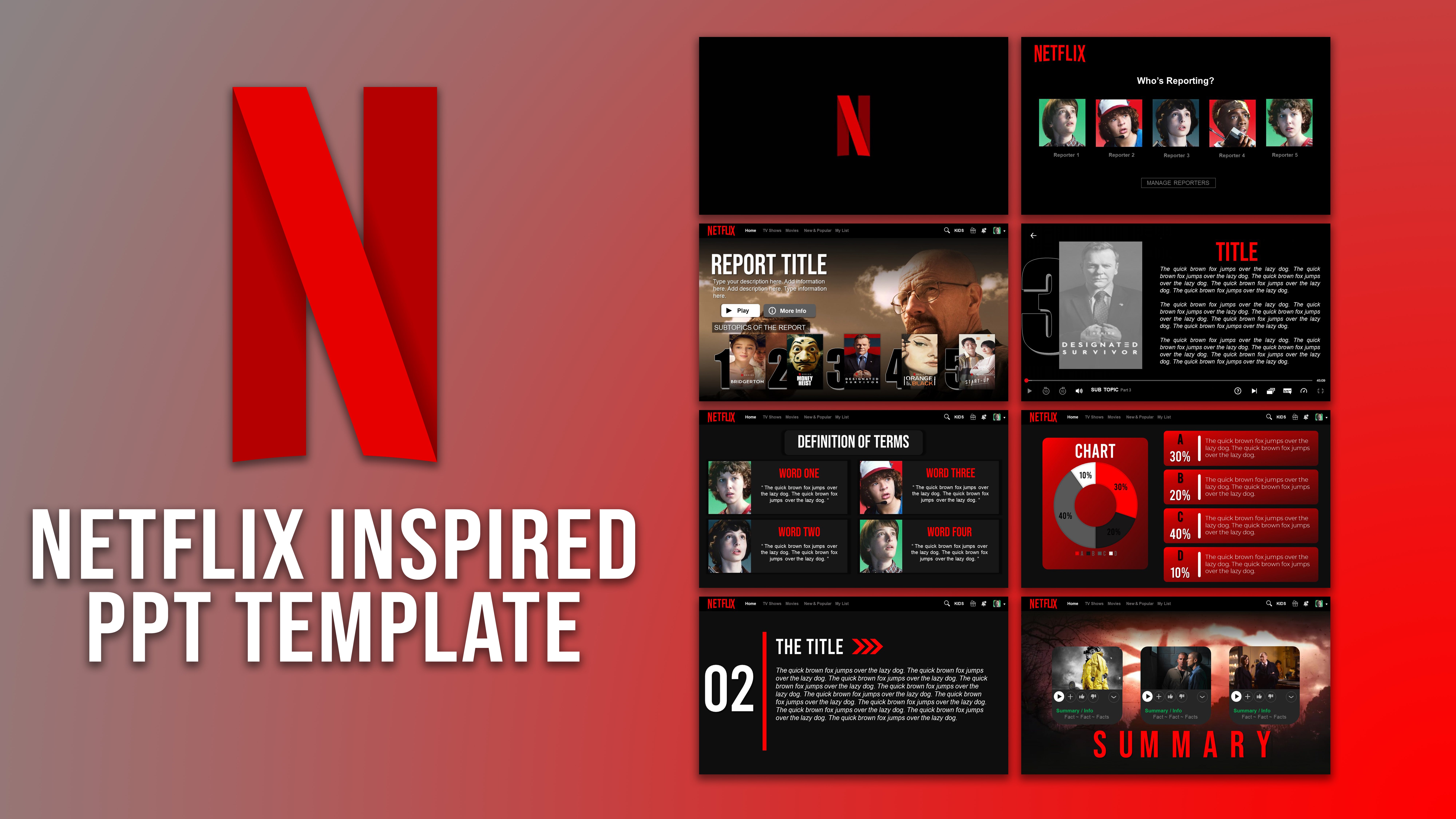 Netflix Inspired PowerPoint Template Payhip