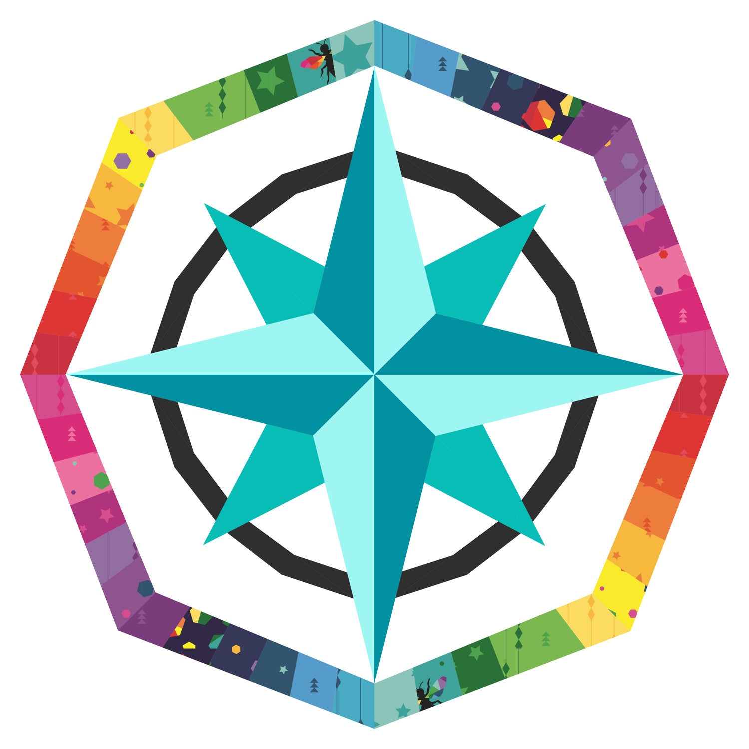 Rainbow Compass Paper Pieced Pattern - Payhip