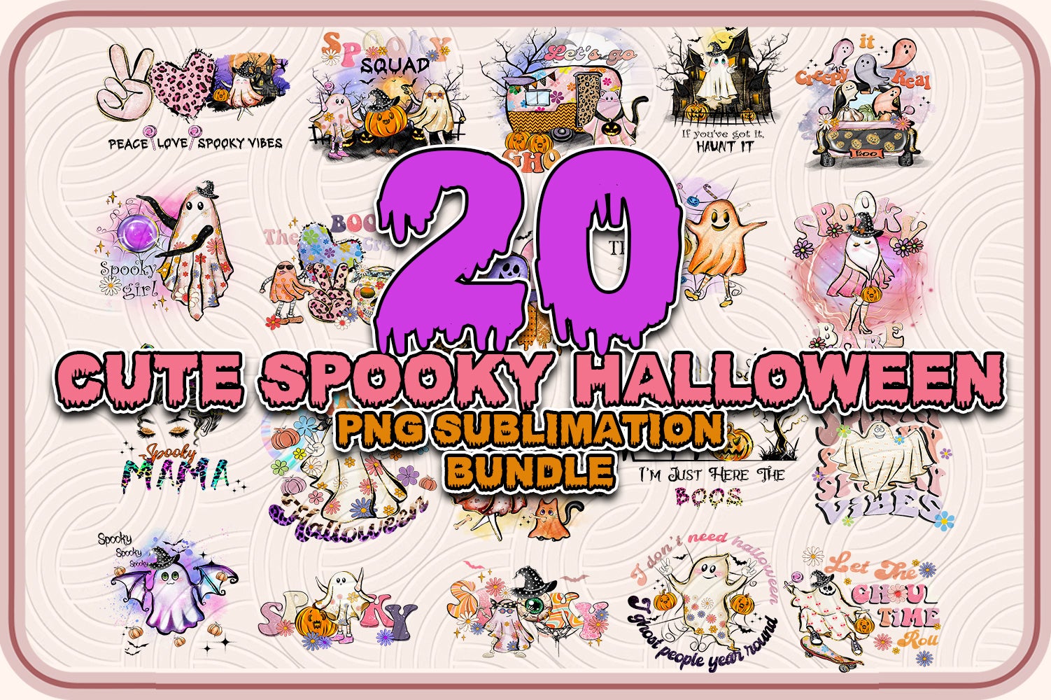 Cute Spooky Halloween Bundle PNG, Retro Fall Sublimation Bundle, Groovy ...