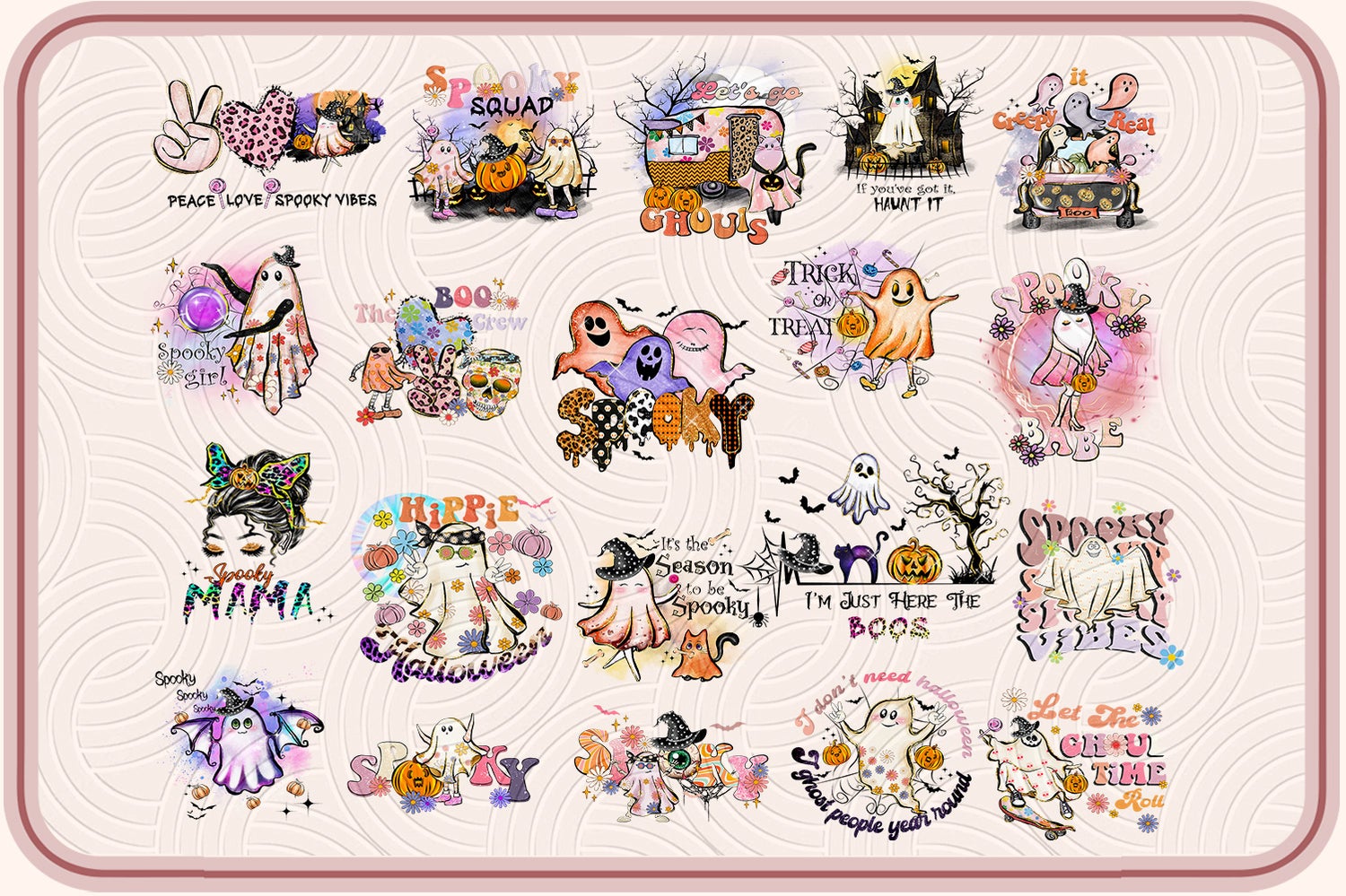 Cute Spooky Halloween Bundle PNG, Retro Fall Sublimation Bundle, Groovy ...