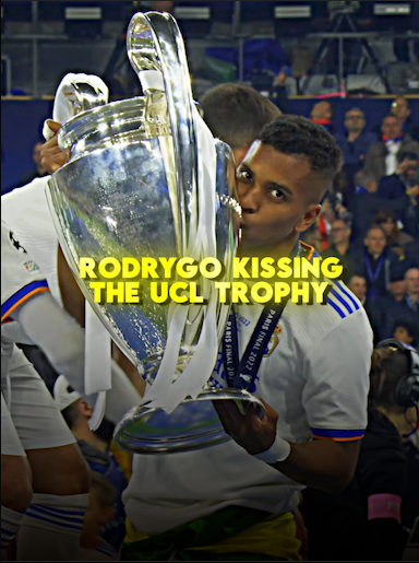 Rodrygo kissing the UCL trophy - Payhip