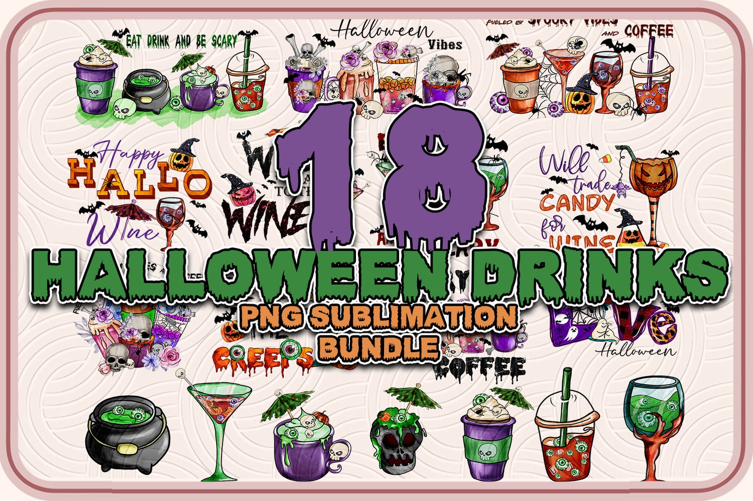 Hippie Halloween Bundle, Retro Halloween Design PNG, Printable, Instant Download. | PNG_BUNDLE ...