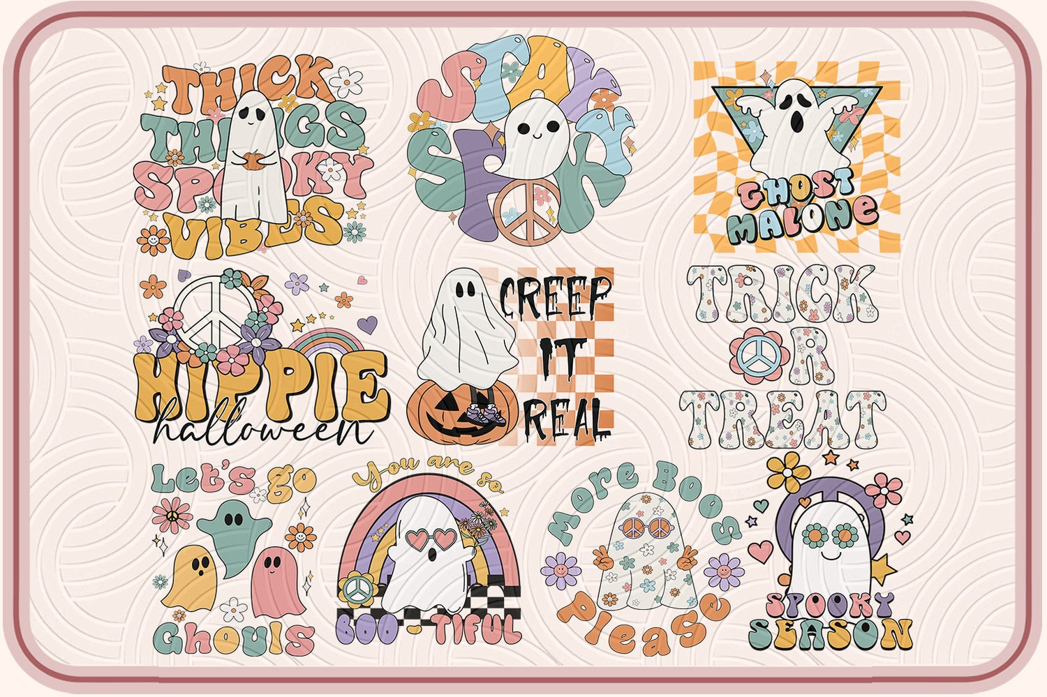 Hippie Halloween Bundle, Retro Halloween Design PNG, Printable, Instant ...