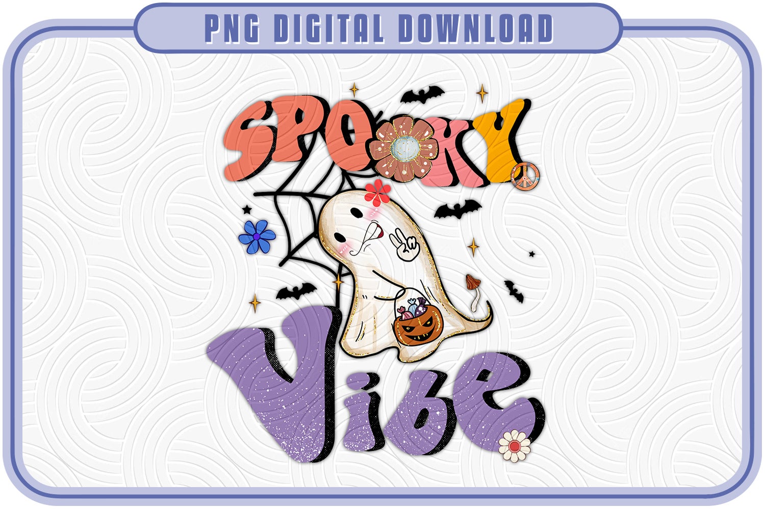 Hippie Halloween Bundle, Retro Halloween Design PNG, Printable, Instant ...