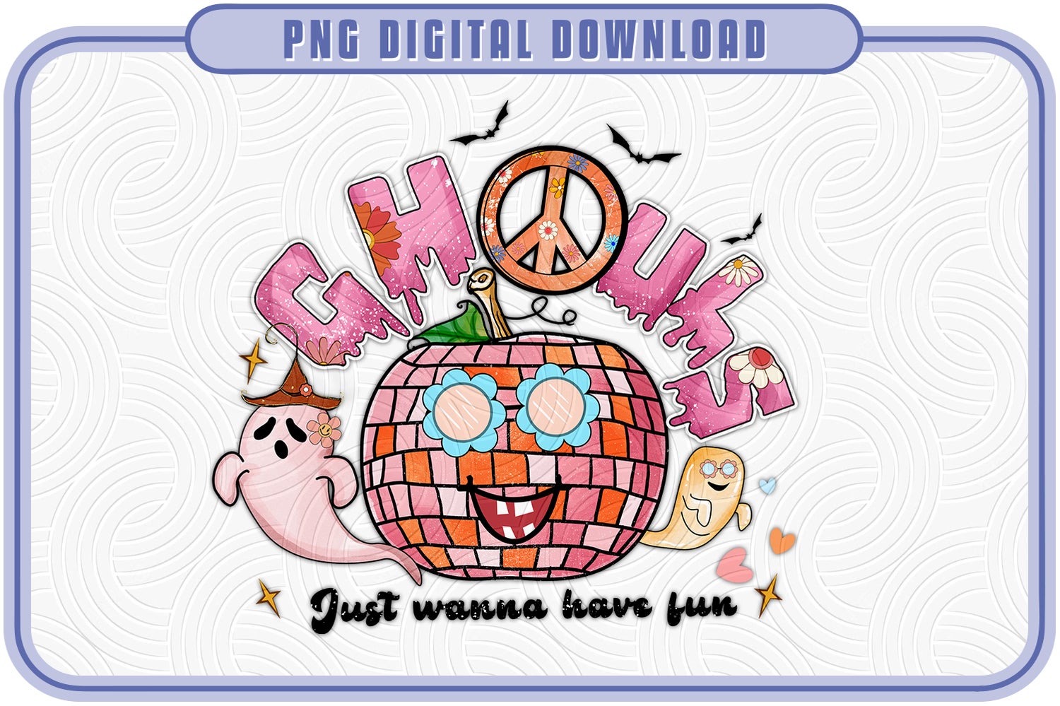 Hippie Halloween Bundle, Retro Halloween Design PNG, Printable, Instant ...