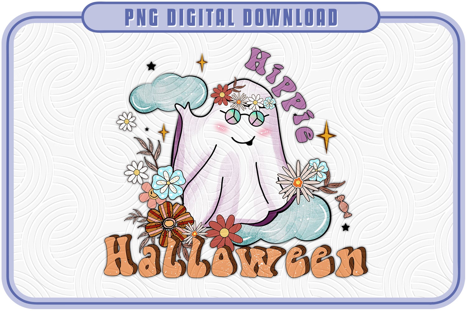 Hippie Halloween Bundle, Retro Halloween Design PNG, Printable, Instant ...