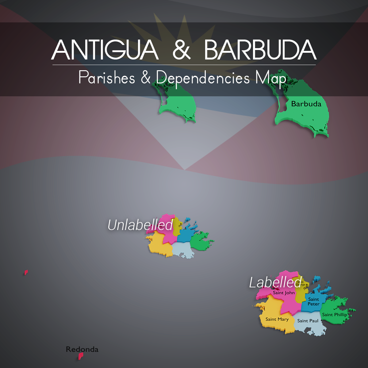 Antigua & Barbuda Parishes & Dependencies Map - Payhip