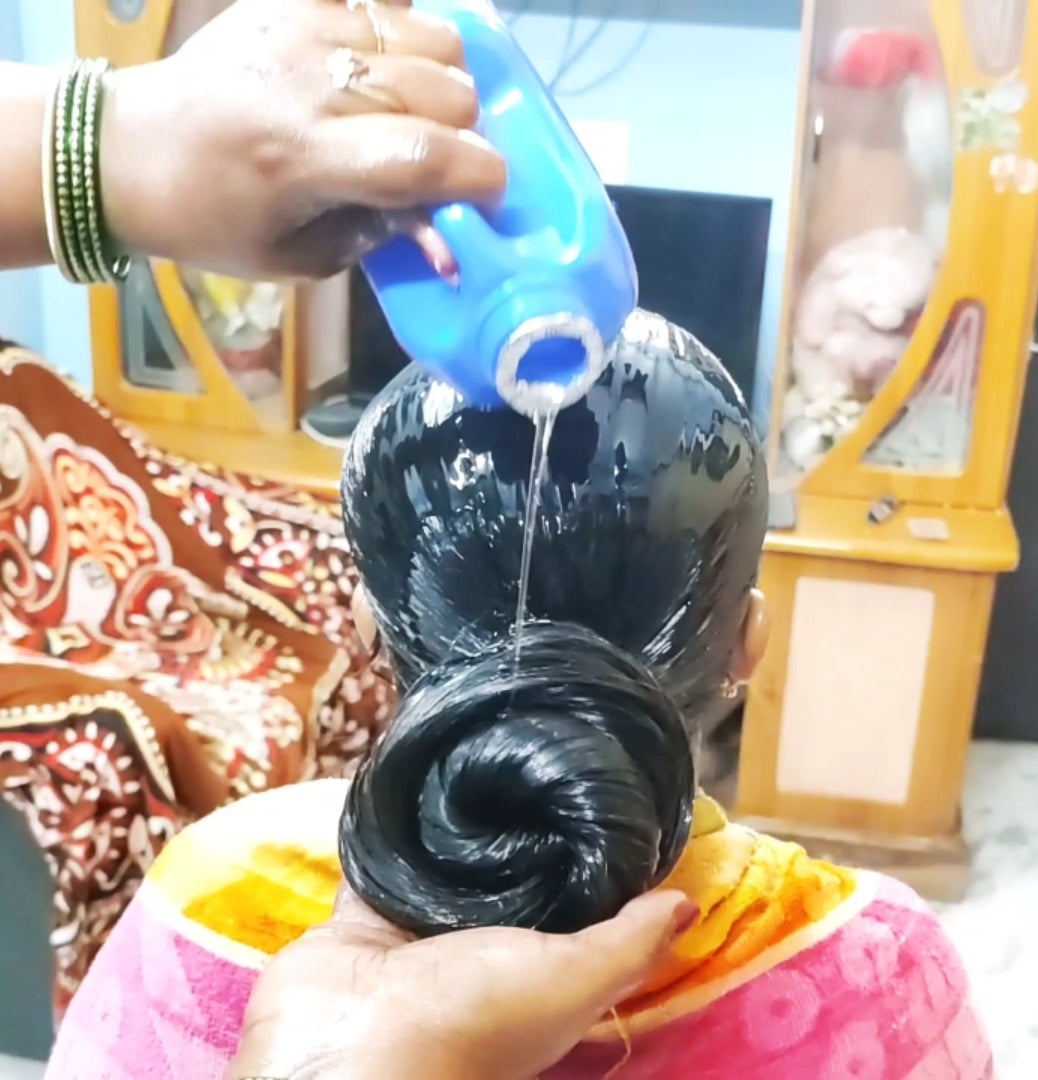 Swathi's 1litre Oiling Squeezing bun & Pullingbraids & Sleekhairstyles ...