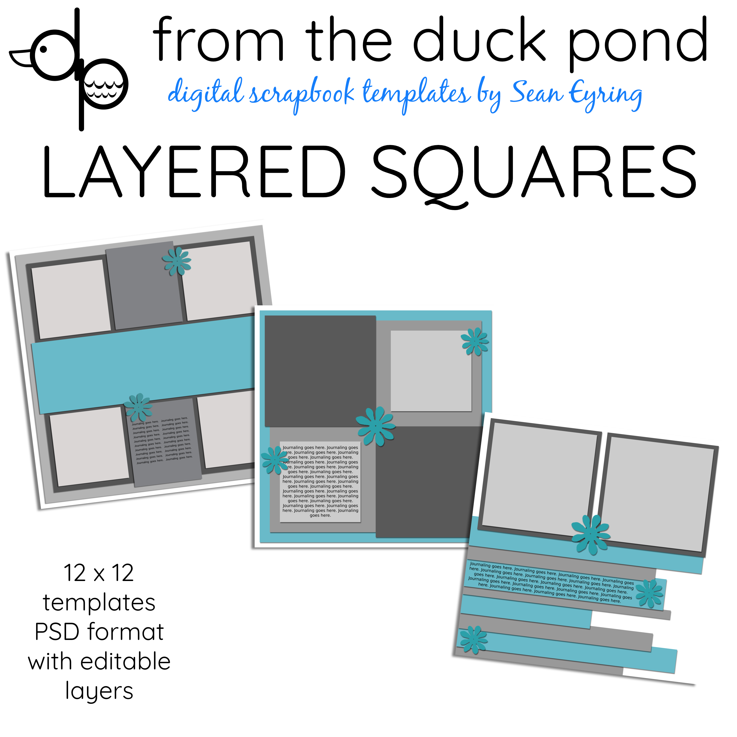 Layered Squares - digital page templates - Payhip