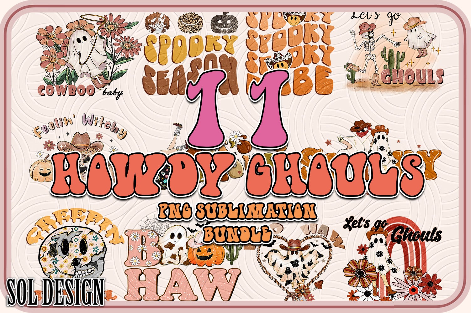 Western Halloween Bundle, Retro Halloween Designs, Western Halloween Sublimations, Vintage ...