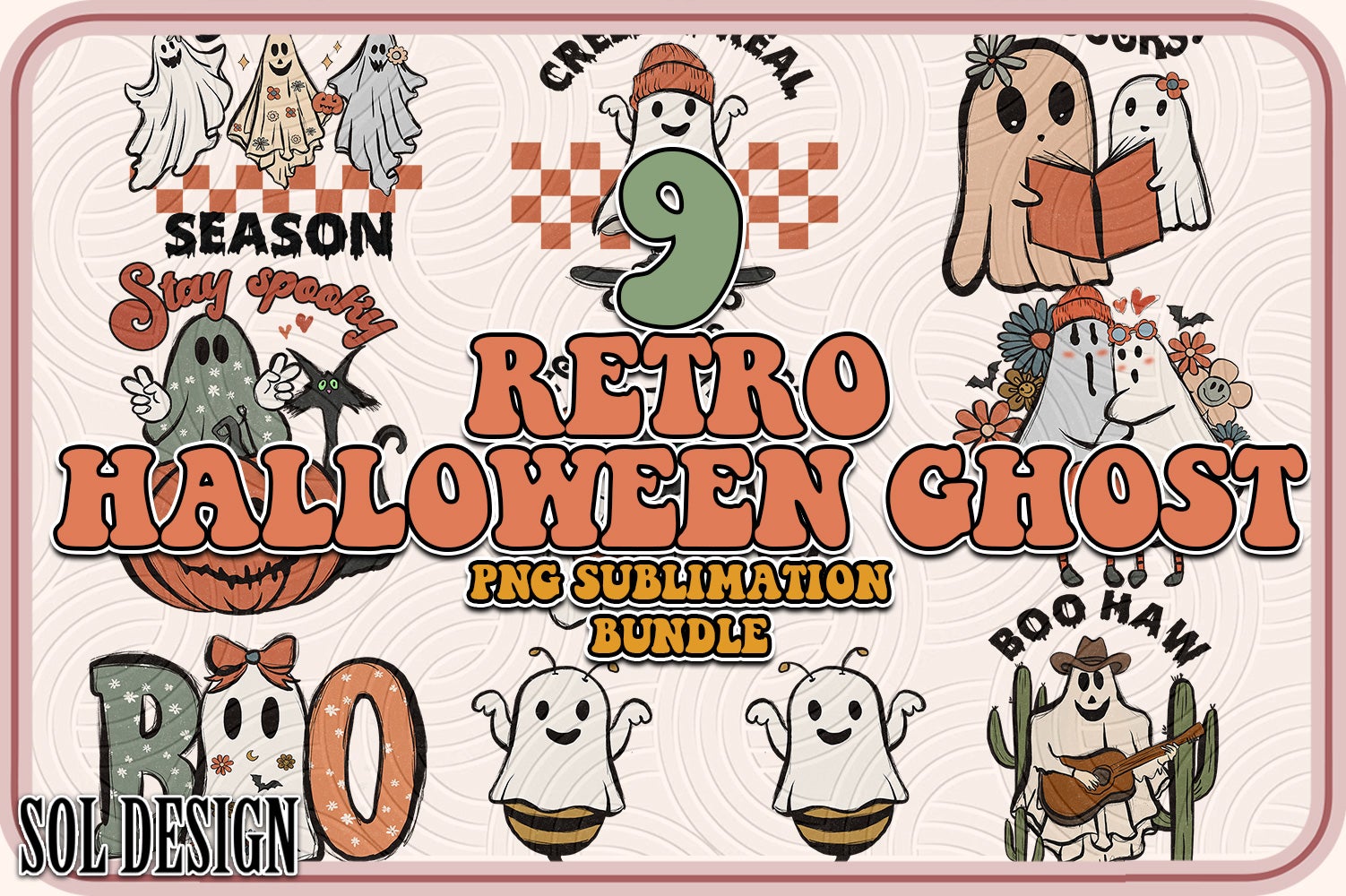 Retro Halloween Ghost PNG Sublimation Bundle | Retro Sublimation PNG ...