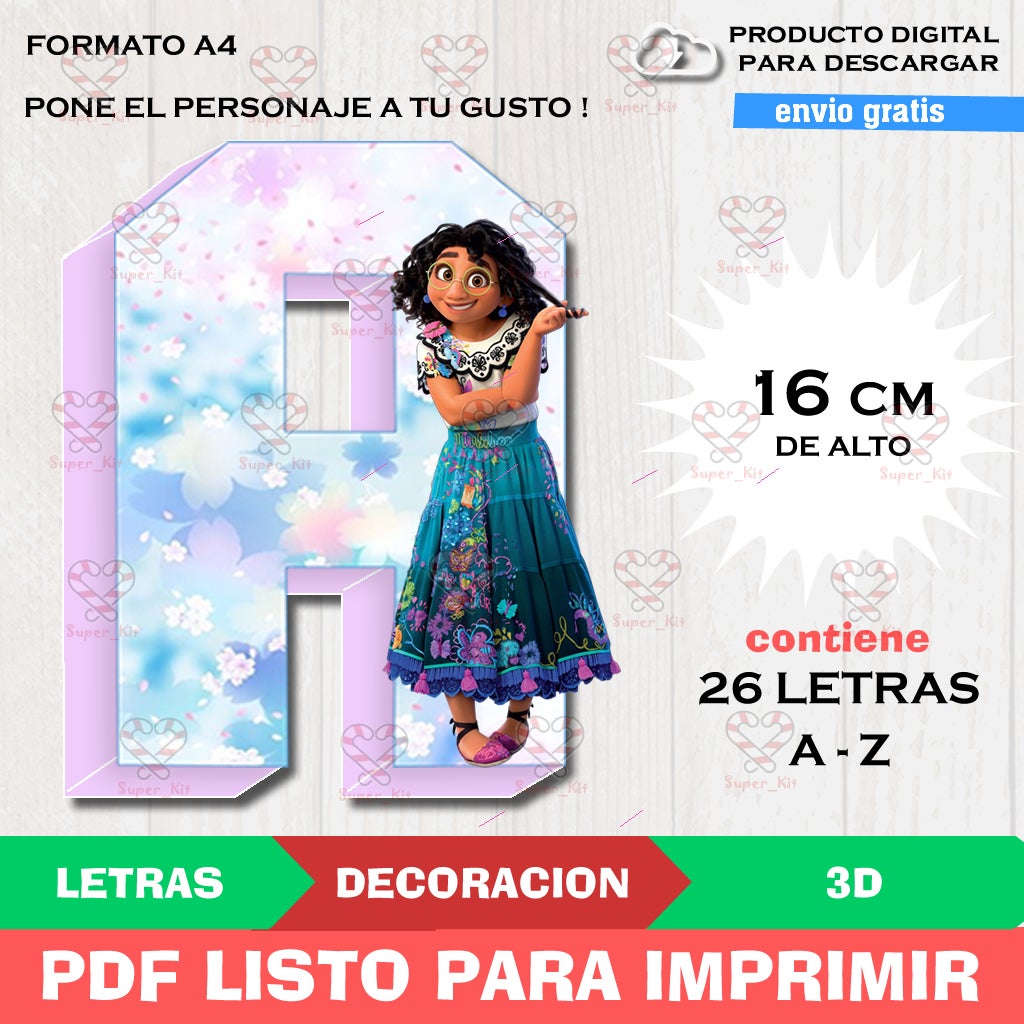 Kit Imprimible Encanto Letras 3d 16cm - Payhip