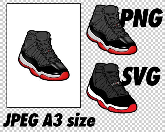 Air Jordan 11 bred JPEG PNG SVG right & left shoe bundle - Payhip