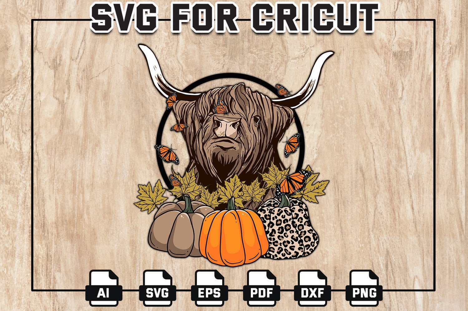 Highland Cow SVG for Fall, Pumpkin Sublimation Design, Thanksgiving ...