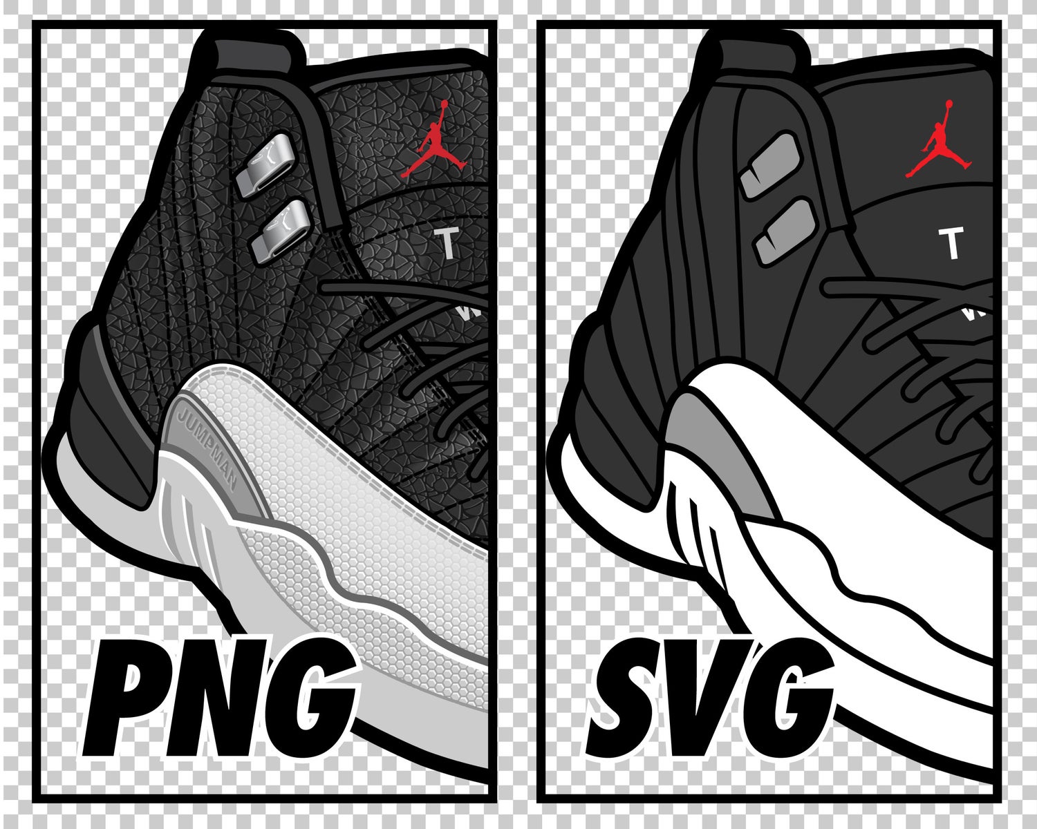 Air Jordan 12 Playoffs JPEG PNG SVG right & left shoe bundle - Payhip
