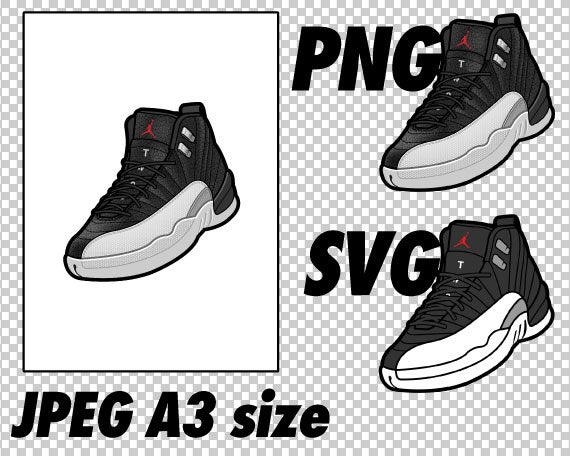 Air Jordan 12 Playoffs JPEG PNG SVG right & left shoe bundle - Payhip