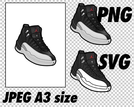 Air Jordan 12 Playoffs JPEG PNG SVG right & left shoe bundle - Payhip