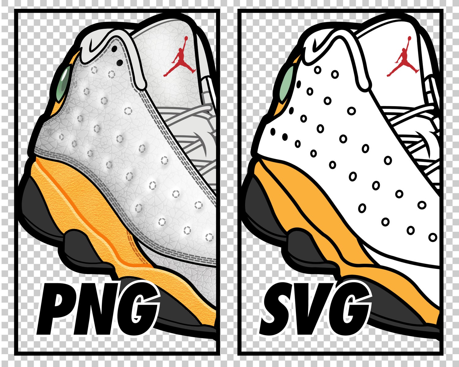Air Jordan 13 Del Sol JPEG PNG SVG right & left shoe bundle - Payhip