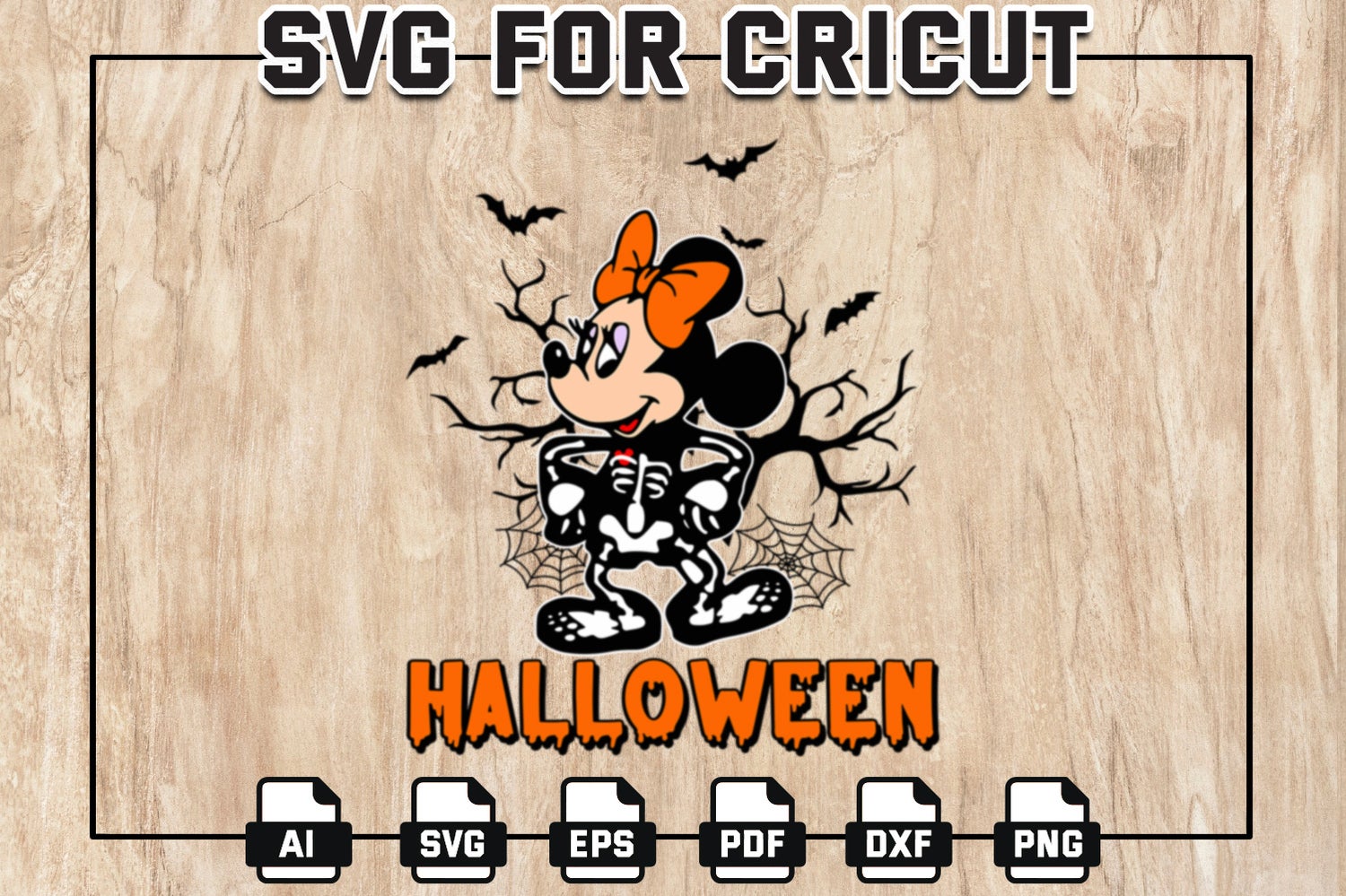 Minnie Halloween Skeleton Svg, Trick Or Treat Svg, Spooky Vibes Svg ...