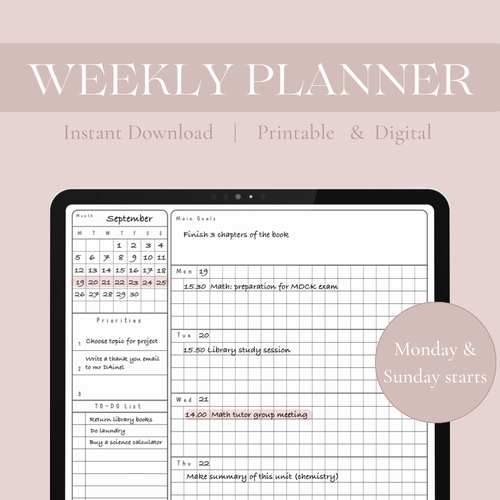 10 minute weekly planner - Payhip