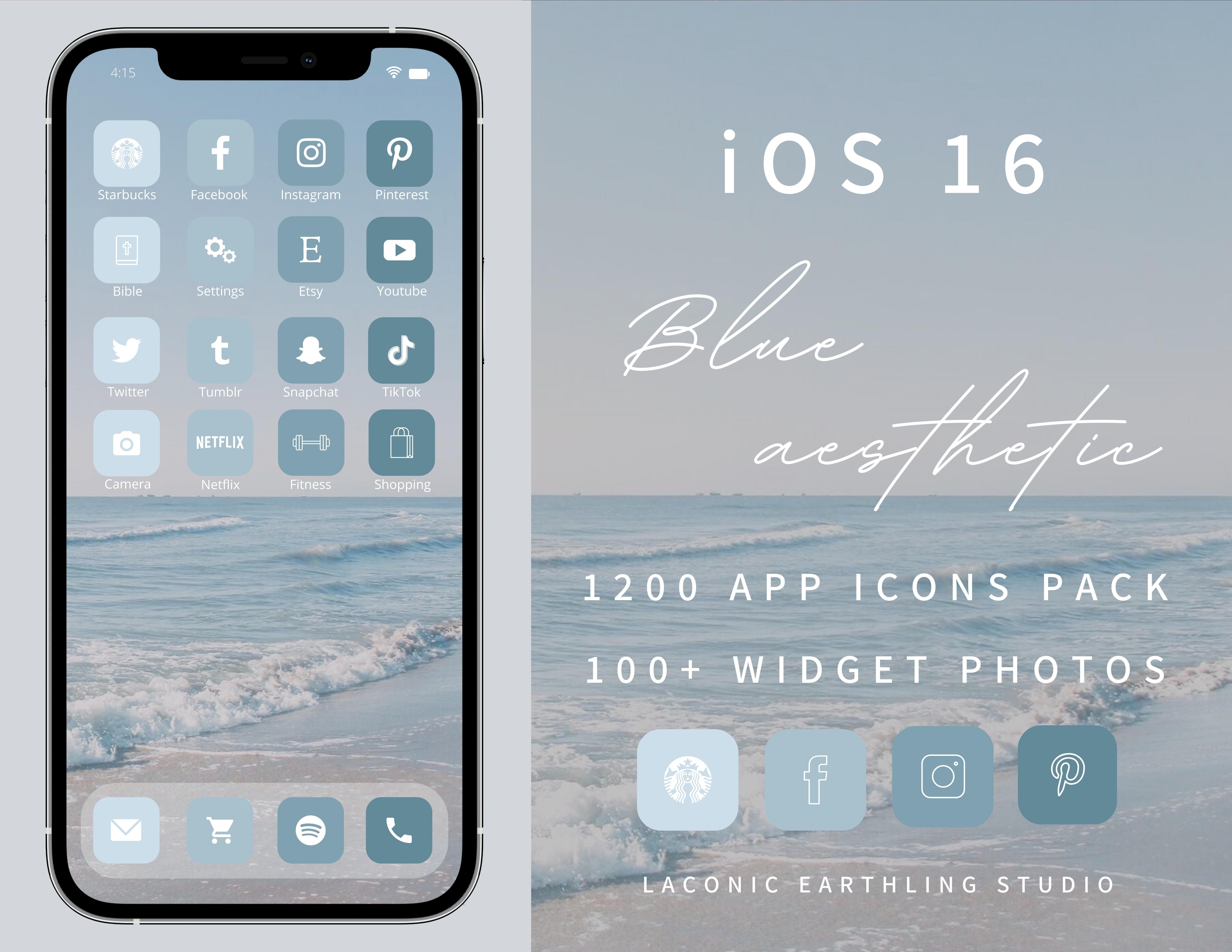 iOS 16 Blue Aesthetic App Icons Pack - Payhip