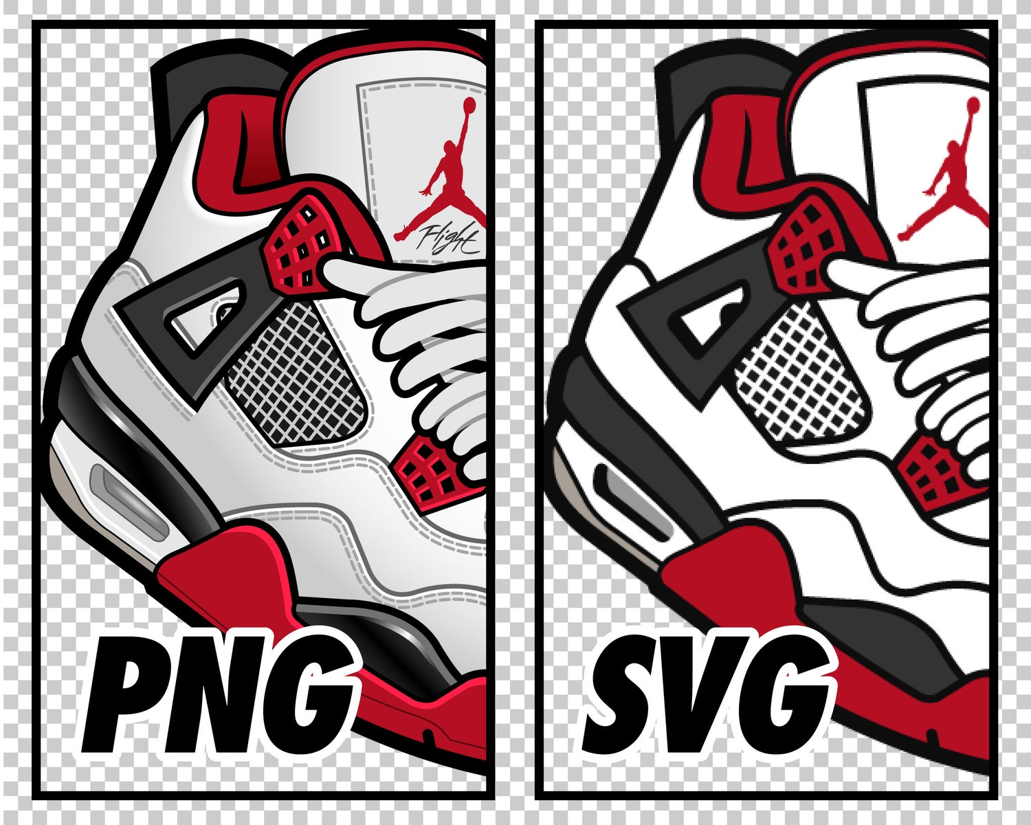 Air Jordan 4 Fire Red JPEG PNG SVG right & left shoe bundle - Payhip