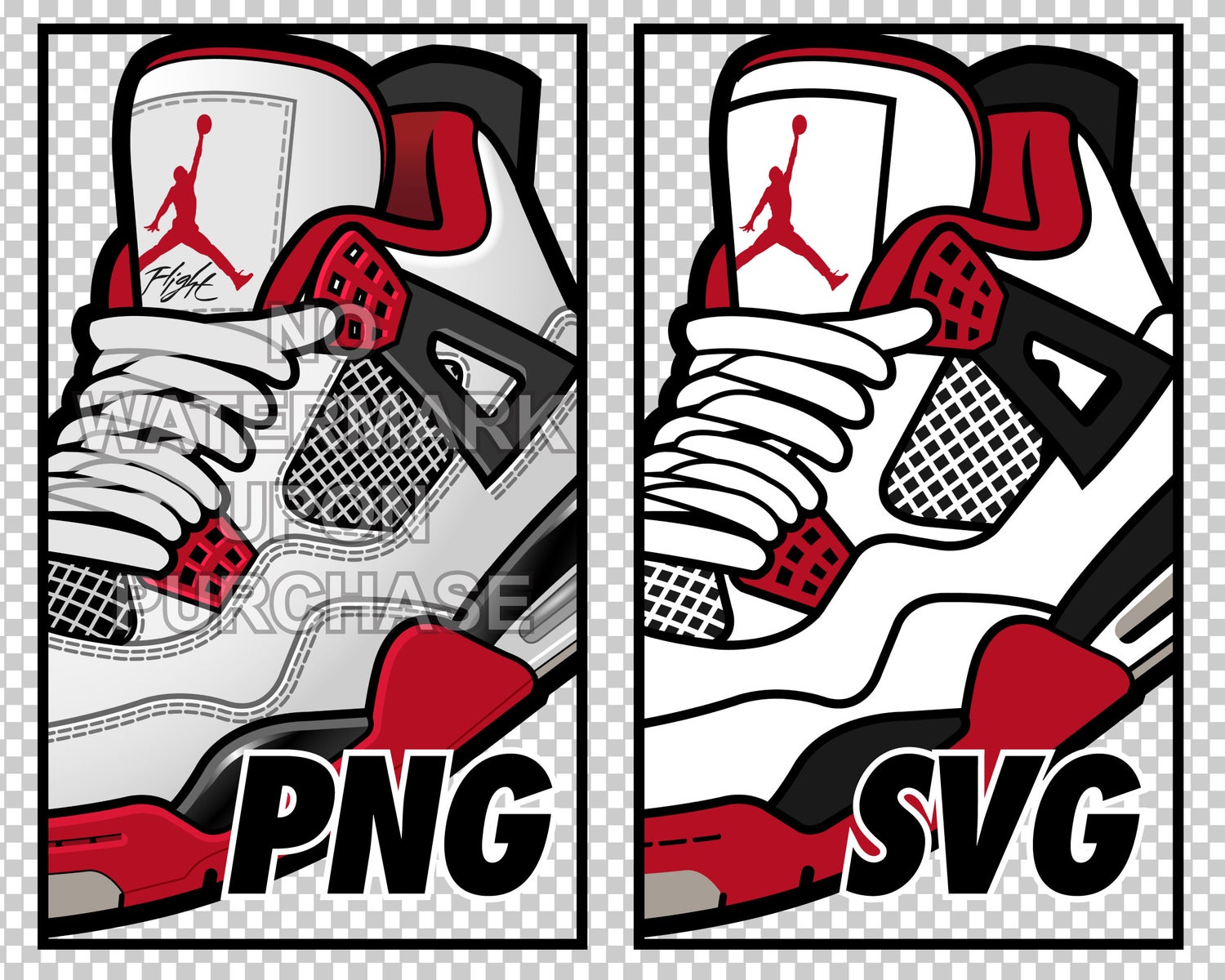 Air Jordan 4 Fire Red JPEG PNG SVG right & left shoe bundle - Payhip
