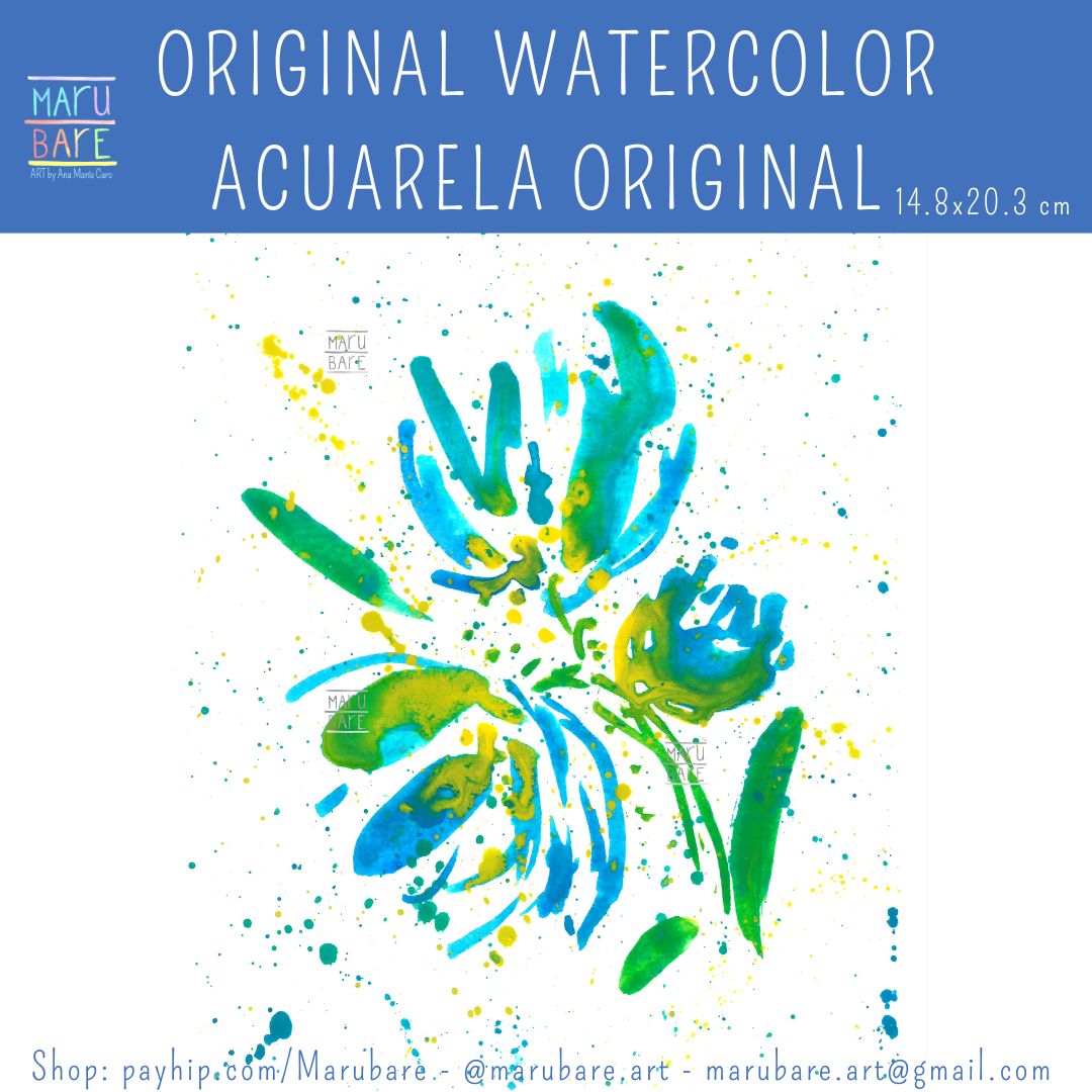 Original watercolor - Turquoise - Payhip
