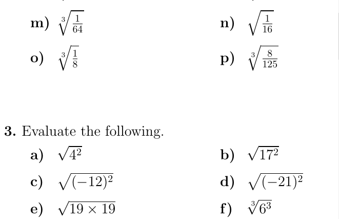 Square and cube roots (integers, decimals and fractions) worksheet ...