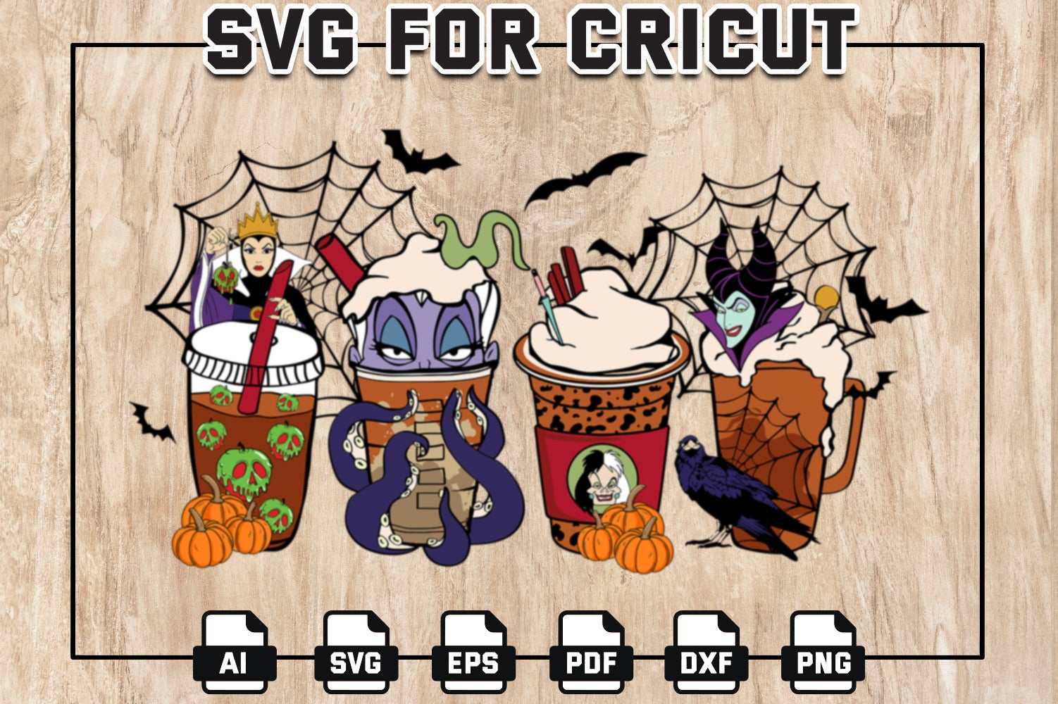 Villains fall Latte SVG, Horror coffee pumpkin spice iced warm autumn orange digital file ...